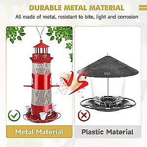 Decflow Bird Feeders for Outdoors Hanging, Wild Bird Feeder for Outside Bird, 4 lbs Large Capacity Durable Metal Bird Seed Feeder for Small Birds