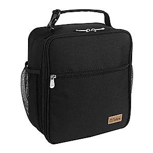 CCidea Lunch Box for Men Women Adults, Portable Insulated Lunch Bag for Office Work School, Reusable Zippered Bento Lunch Box for Kids (Black)