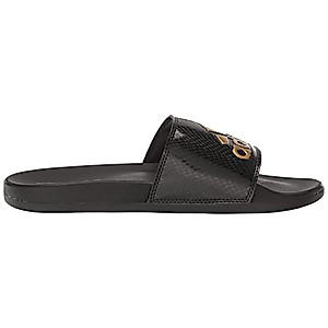 adidas Women's Adilette Comfort Slides Sandal, Black/Gold Metallic/Black, 7