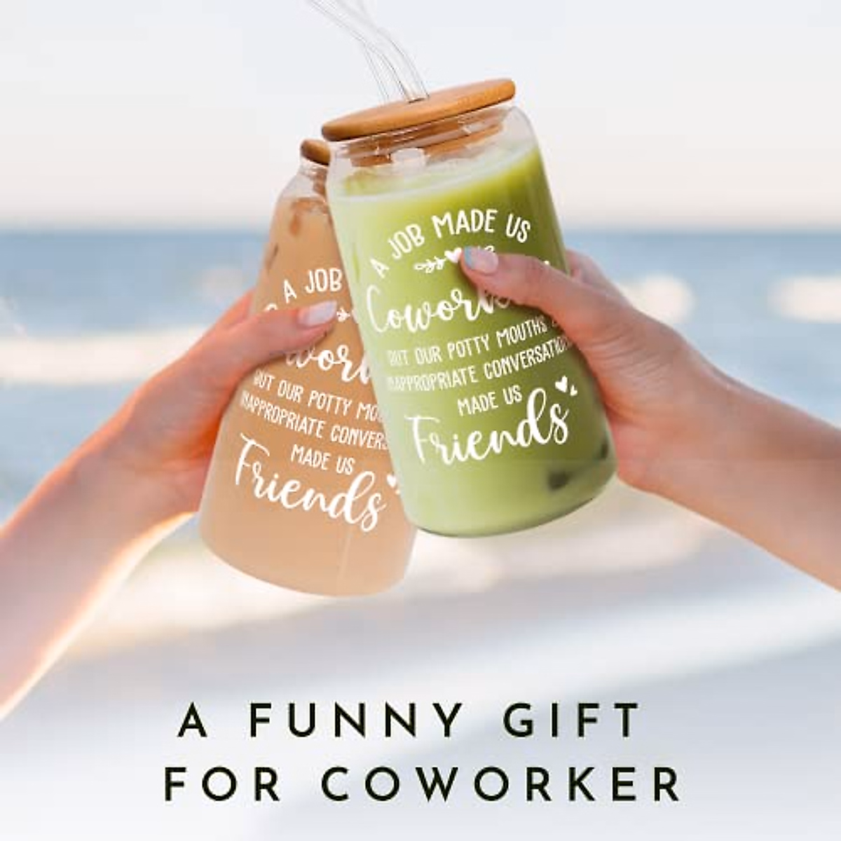 Gifts For Coworkers, Friends, Females, Bestie Gifts For Women - Thank You Coworker Gifts for Women - Friendship Gifts for Friends Female, Best Friend Birthday Gifts for Women - 16 Oz Can Glass