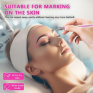 Eyebrow Microblading Marker Pen, Makeup Tattoo Skin Marker Pen, White Gel Pen for Brow Mapping, Eyebrow Permanent Makeup Position Mapping Mark Tools, for Lip Skin Artists Marking Pen (1Set Pink)