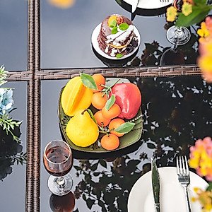 Homall 9 Pieces Dining Outdoor Furniture Patio Wicker Rattan Chairs and Tempered Glass Table Sectional Conversation Set Cushioned with Ottoman (Brown)