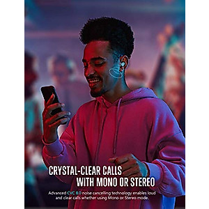 Cystereo Wireless Earbuds, Fusion Bluetooth 5.0 Earbuds, in-Ear Headphones with Mic, AptX, Deep Bass, IPX 7 Waterproof, Touch Control, CVC 8.0 Noise Reduction, USB-C Charging Case