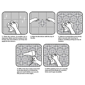 25 PCS Moroccan Style Tile Sticker, 4x4 Inch(10x10cm) Traditional DIY Murals, Tile Waterproof Oil Proof Removable Decals for Bathroom & Kitchen Backsplash (DS-01)