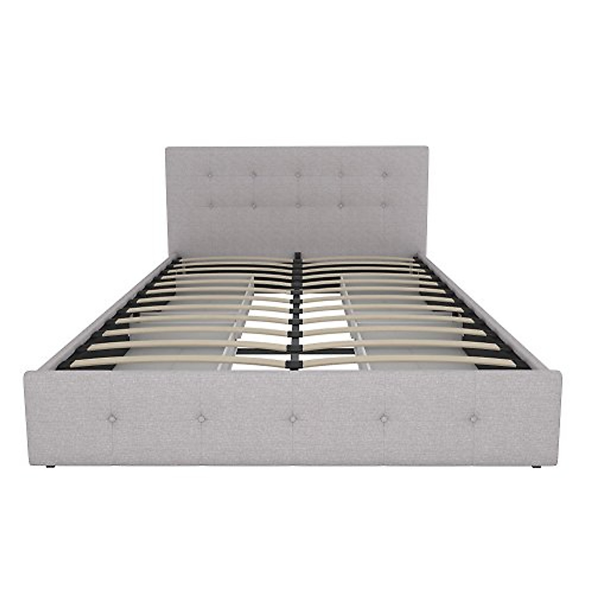 DHP Rose Upholstered Platform Bed with Underbed Storage Drawers and Button Tufted Headboard and Footboard, No Box Spring Needed, Queen, Gray Linen