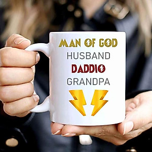Christian Believers Gift, Ideal Gift for a Grandfather - Man Of God Prayers, Navy Multicolor Unisex Sweat 11 Oz White Ceramic Coffee Mug