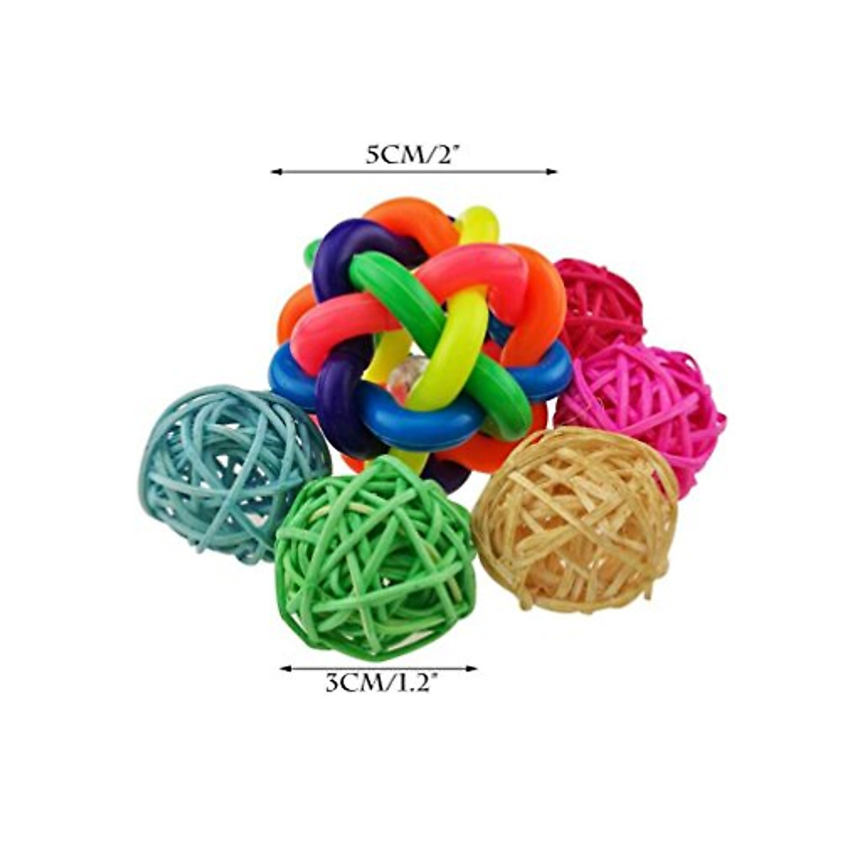 Set of 10 Colorful Pet Toy Wooded Swing Handmade Rattan Chewing Toy Chasing Toy with Bell Rainbow Plank Road for Polly Parrot Bird Hamster Squirrel Toy