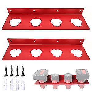 JEEJINYAN 2Pcs Battery Holder for Milwaukee M12 Battery, Storage Tools for Milwaukee Battery, Four as a Group Milwaukee Battery Holder, Red (Red)