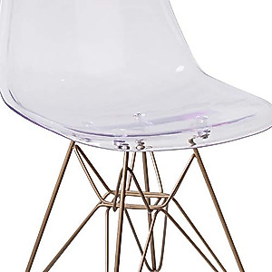 Flash Furniture Elon Series Ghost Chair with Gold Metal Base
