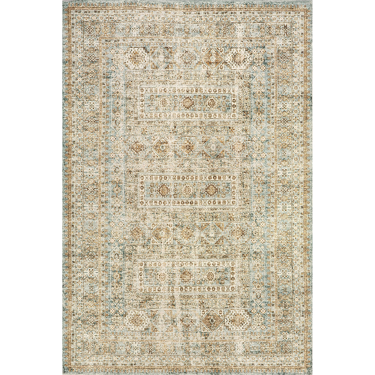 Rugs USA x Prabal Gurung Tilicho Distressed Wool Area Rug, 9x12, Light Green