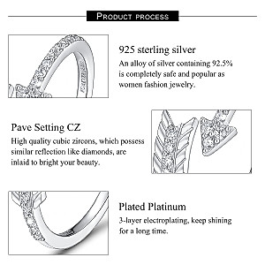 FOREVER QUEEN Arrow Rings 925 Sterling Silver Adjustable Finger Ring for Women