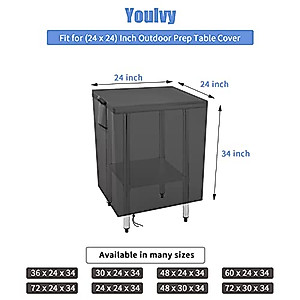 Youlvy Outdoor Prep Table Cover 24 Inch, Waterproof Patio Stainless Steel Table for Prep & Work Cover Metal BBQ Table Cover All Season Pretection for Outdoor Table - 24 x 24 x 35 Inch