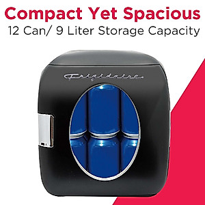 FRIGIDAIRE EFMIS462-BLACK 12 Can Retro Mini Portable Personal Fridge/Cooler for Home, Office or Dorm, Black