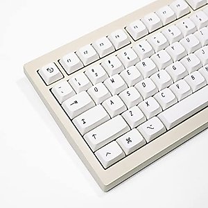 MAIRYYA 126 Keys Minimalist White Keycaps, XDA Profile PBT Keyboard Keycaps Full Set, Custom Dye Sublimation Keycaps for 60% 65% 75% 100% Cherry MX Switches Mechanical Keyboard