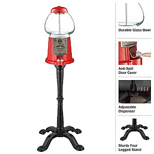 6260 Great Northern 15" Vintage Candy Gumball Machine & Bank with Stand - Everyone Loves Gumballs!