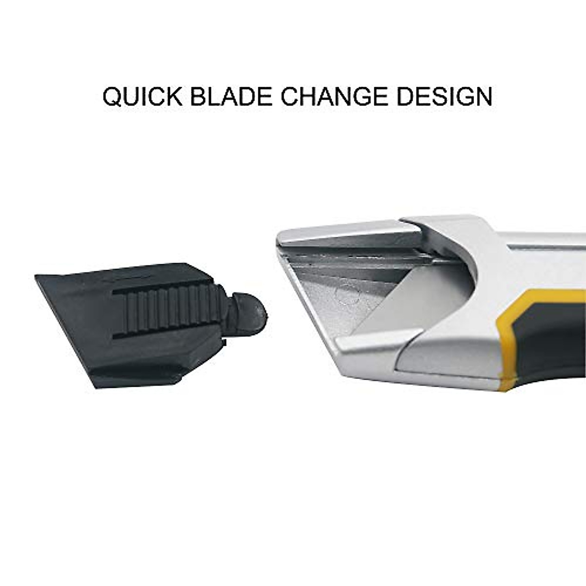 XW Auto-Retractable Safety Utility Knife, Box Cutter of Quick Blade Change, 4 Spare Blades Storage in Handle