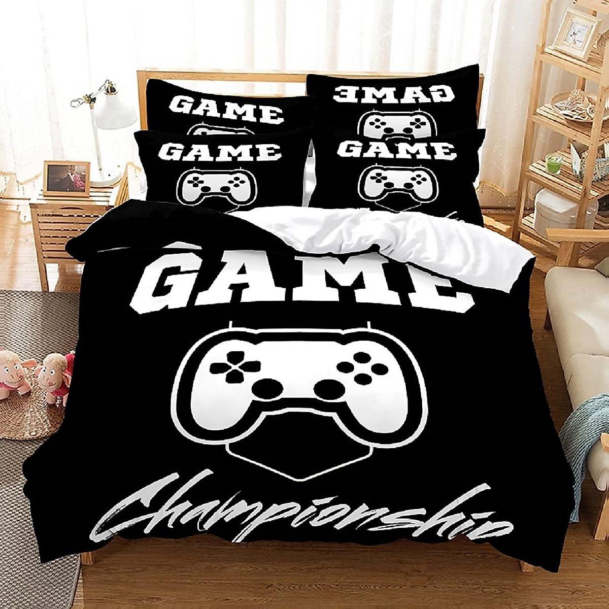 3D Game Joystick Home Textile Duvet Cover Sets for Girl Boy Child Adult 3Pcs-1 Duvet Cover with 2 Pillow Shams (Joystick5, Queen (90'' x 90''))