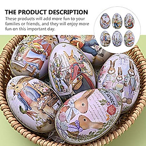jojofuny 12Pcs Painted Eggshell Style Tin Box Easter Rabbit Tin Box, Egg- shaped Candy Box Jewelry Box Gift Package Box Metal Empty Eggs