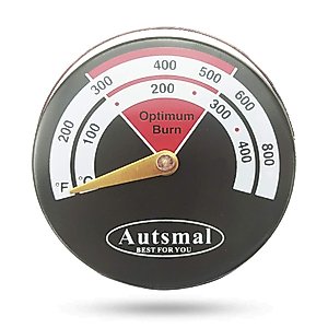 Thermometers Wood Stove Thermometers,Stove Meter Thermometers for Wood Burning Stoves Top,Flues,Stovepipe Thermometer Measures Temperatures on StoveTop,Avoid Stove Fan Damaged by Overheat