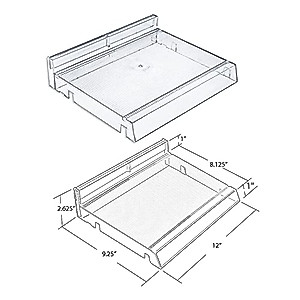 Azar Displays 225830-6COMP-CLR 6 Compartment Divider Bin Cosmetic Tray with Pushers - 6 Slots per Tray, 2-Pack, Clear