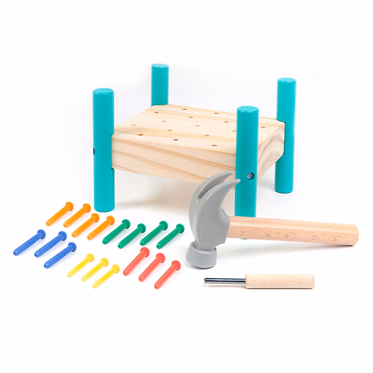 OUJILA Wooden Baby Workbench Pounding Hammer Toy for Toddlers,STEM Educational Preschool Learning Toys for Kids, Great DIY Gift for Boys and Girls