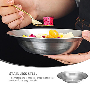 Luxshiny Deep Dinner Dishes Wide Rimmed Pasta Bowls 23cm Stainless Steel Pasta Bowls Wide Salad Bowls Metal Food Bowl Fruit Dish Shallow Dinner Plate for Dipping Bread