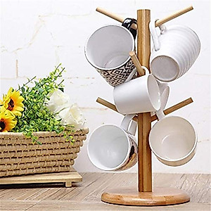 Hovico Mug Holder Tree, Wooden Mug Rack Holder Stand, Cactus Tree Shaped 8-Mug Holder, Kitchen Countertop Mug Tree, Coffee Mugs & Tea Cup Storage Rack for Coffee Cup, Mug，Tea Cup & Storage Rack