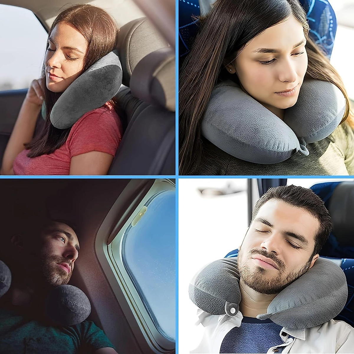 Travel Neck Pillow - Memory Foam Pillow Support Pillow,Luxury Compact & Lightweight Quick Pack for Camping,Sleeping Rest Cushion (Grey)