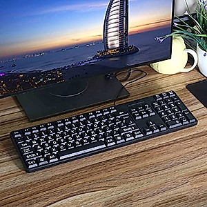 MCSaite Wired Arabic/English Computer Keyboard, Full-Size Keyboard, 104-keys, USB Plug-and-Play, Foldable Stands, Compatible with PC, Laptop