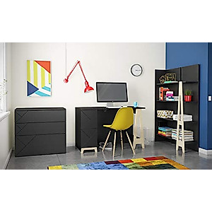 Nexera 608606 Atypik 3-Drawer Storage, Black Filing Cabinet