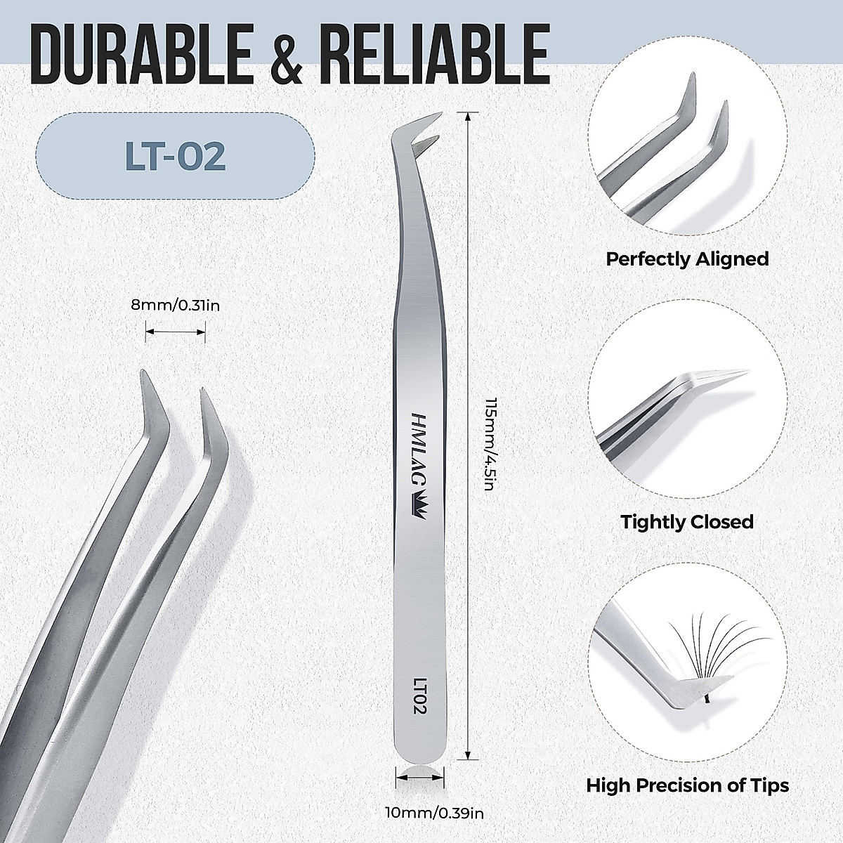 LASHVIEW Lash Tweezer, High Precision Stainless Steel Volume Eyelash Tweezers, Eyelash Extension Tweezers for Profissional Grafting lash Extension, LT02