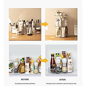 ROWNYEON 2 Pack Skincare Organizers 360 Degree Rotating Makeup Organizer Cosmetic Storage for for Bedroom Dresser or Vanity Countertop Turntable Food Storage Container for Spices, Condiments