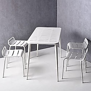 Lisuden Patio Bistro Metal Dining Table, Outdoor Steel Square Table for 4 Person, 47.2" Lx23.6 Wx30 H, Furniture Table for Backyard, Garden, Lawn and Porch (White)