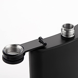 FYL 12 Oz 18/8 Stainless Steel Hip Flask for Liquor with Never-Lose Cap, Leakproof Easy Pour Funnel is Included, Matte Black