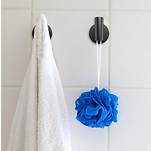 Towel Hooks Bathroom Coat Hook Robe Hook Stainless Steel Heavy Duty Door Hanger Towel Robe Clothes Cabinet Closet Sponges Wall Hook for Bathroom Bedroom Kitchen Hotel Pool 4 Packs Matte Black