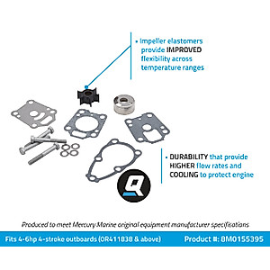 Quicksilver 8M0155395 Water Pump Repair Kit, Mercury, 4-60hp Outboards