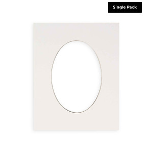 8x10 Mat Bevel Cut for 5x7 Photos - Precut White Oval Shaped Photo Mat Board Opening - Acid Free Matte to Protect Your Pictures - Bevel Cut for Family Photos, Pack of 1 Matboard