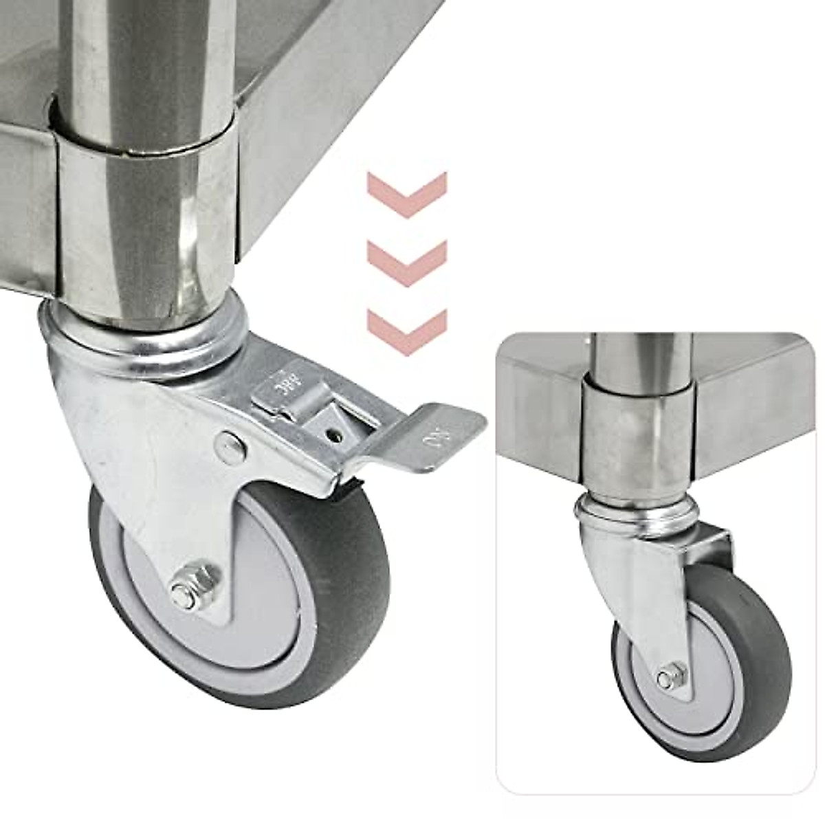 Nisorpa Commercial Stainless Steel Table with Caster Wheels 36x24in Kitchen Worktables with Backsplashs Prep Food Workbench Under Shelf 330~550lbs Capacity for Restaurant