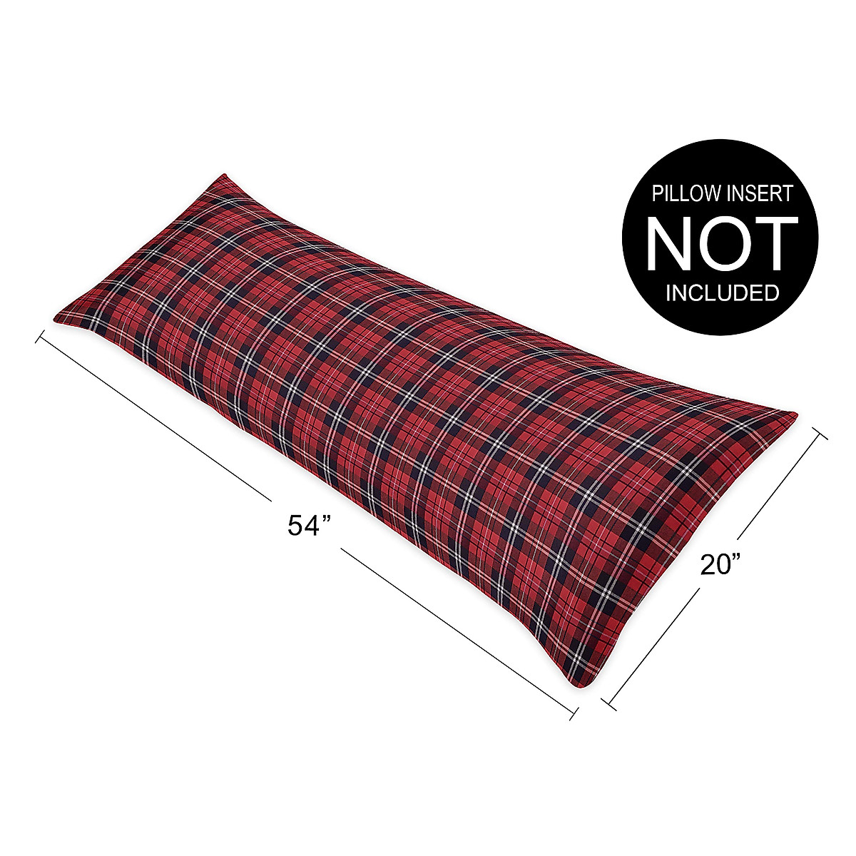 Sweet Jojo Designs Red and Black Woodland Plaid Flannel Body Pillow Case Cover for Rustic Patch Collection (Pillow Not Included)