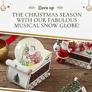 Spode Christmas Tree - Santa Sleigh Musical Snow Globe | Christmas Snow Globes | Plays “Jolly Old St. Nicholas” | Winter Snow Globe - Made from Durable Glass | Globe Decor - 6.5"