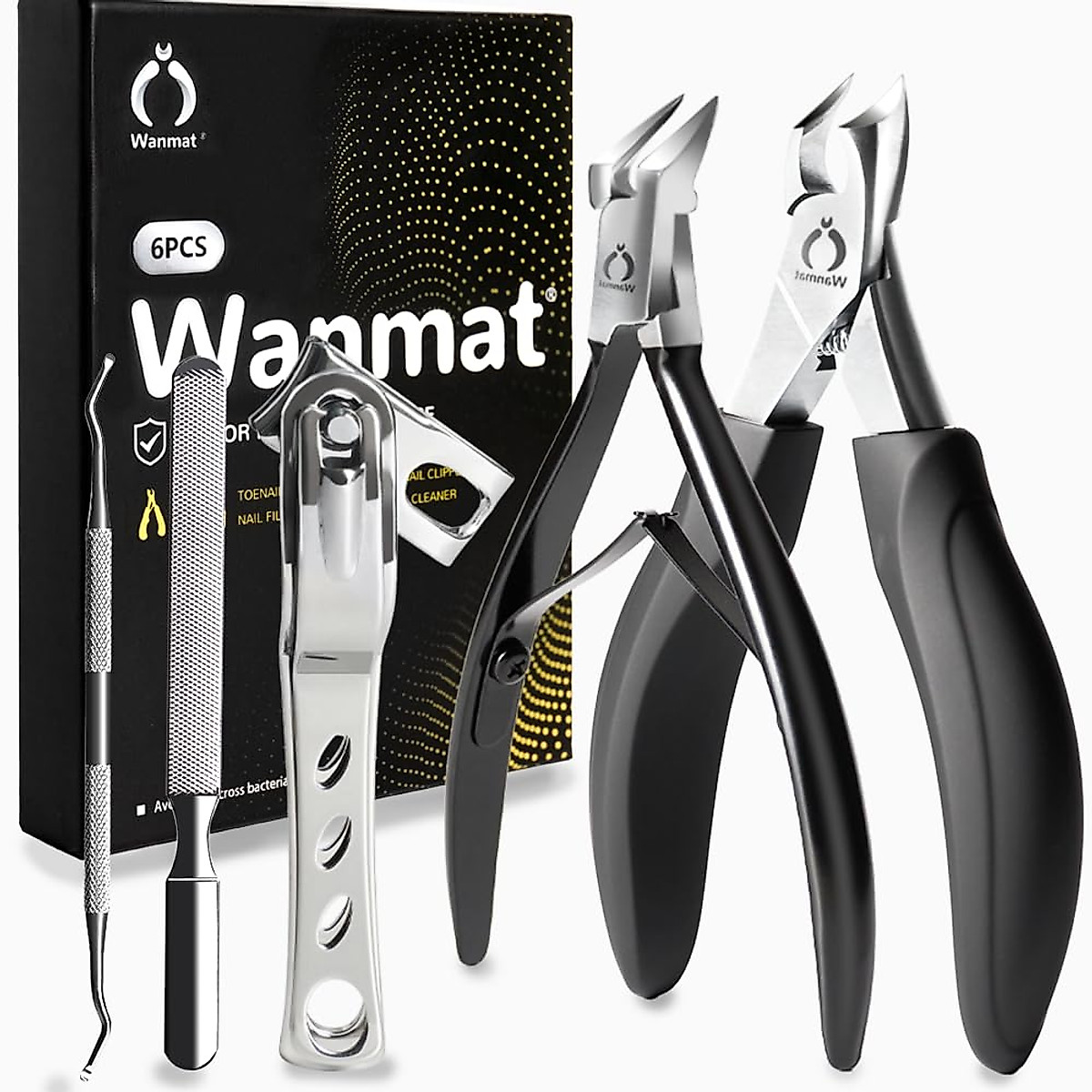 Toenail Clippers, Professional Nail Clippers for Thinck & Ingrown Nails, Upgraded Toe Nail Clippers for Men, Podiatrist Toenail Clippers Fingernail Clippers Wanmat