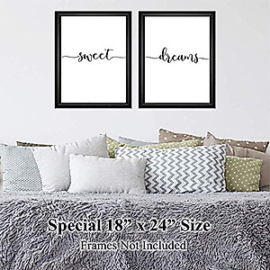 Sweet Dreams Art Print - Wall Decor Pictures Above Bed, Great Bedroom and Nursery Decor, Minimalist Wall Art Gift, Set of 2 11x14 Unframed Typography Art Print Poster
