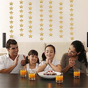 Whaline Star Paper Garland Gold Bunting Banner Hanging Decoration for Wedding Holiday Party Birthday, 660 Inches