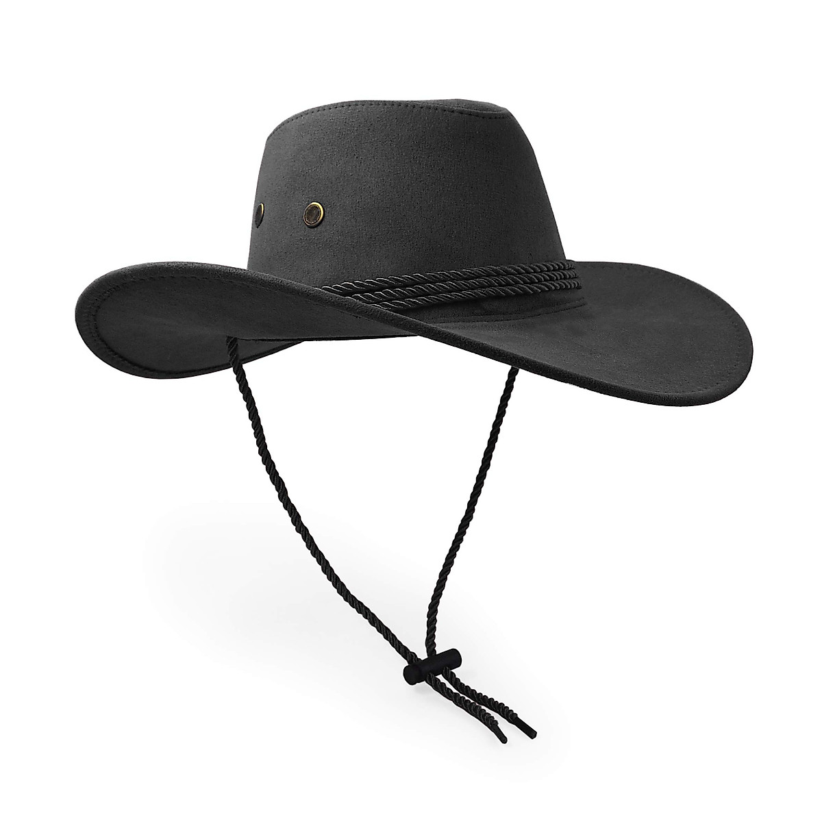 Cowboy Hat, Sun Hat Faux Felt Leather Suede Travel Cap Western Hat Outdoor Sun Protect Black