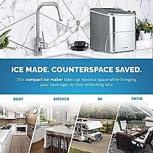 Newair 26 lbs. Countertop Ice Maker, Portable and Lightweight, Intuitive Control, Large or Small Ice Size, Easy to Clean BPA-Free Parts, Perfect for Cocktails, Scotch, Soda and More