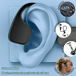 HUAHAT HuaHat V10 Bone Conduction Bluetooth Earphone V5.0 Headset Wireless Earbuds 3D High Fidelity Stereo Surrounding Open-Ear Neck Band Fit Comfortable (V11, Grey)