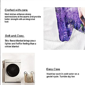 HommomH 40"x50" Horse Blanket with Purple Lavender, Super Soft Fleece Throw Blankets for Girls