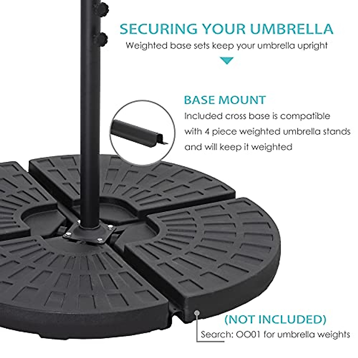 Nuu Garden 10ft Offset Patio Umbrella Outdoor Market Cantilever Umbrella, Easy Tilt Adjustment UV Protection 8 Ribs Sunbrella for Backyard, Poolside, Lawn and Garden, Red