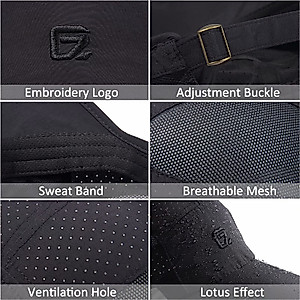 GADIEMKENSD Running Hat, Mens Outdoor Hat Unstructured Baseball Cap UPF 50 UV SPF Exercise Run Caps Reflective Breathable Light Sun Hats Quick Dry Mesh Summer Sports Hat Cap Men Woman Under 10 Black