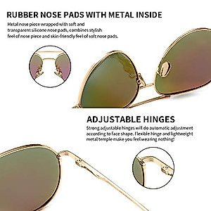 SUNGAIT Women’s Lightweight Oversized Aviator Sunglasses - Mirrored Polarized Lens (Light-Gold Frame/Green Mirrored Lens, 60) SGT603 JKLV